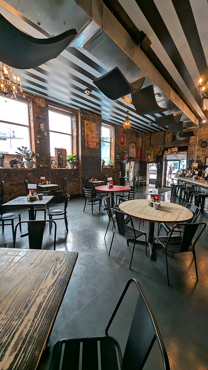 The exposed brick walls tell stories of Baltimore's past while the modern touches create a space where breakfast feels like the most important meal of the century.