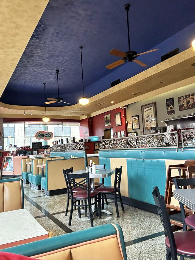 Blue ceiling, vintage fixtures, classic booths &ndash; this isn't designed nostalgia, it's the real thing. Decades of Memphis mornings have unfolded in this very room.