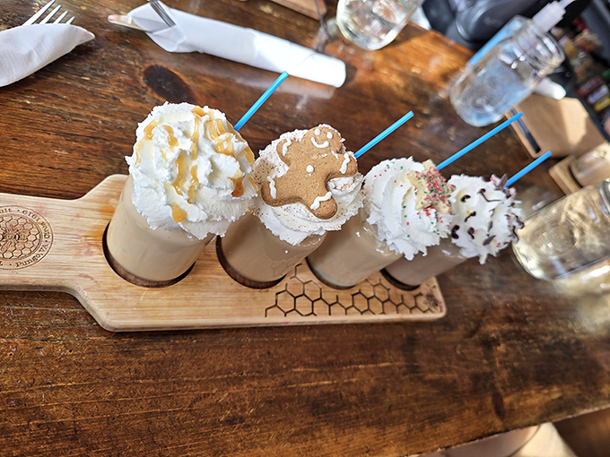Milkshakes served with a side of childhood nostalgia. These aren't just desserts&mdash;they're happiness in glassware, complete with whipped cream halos.