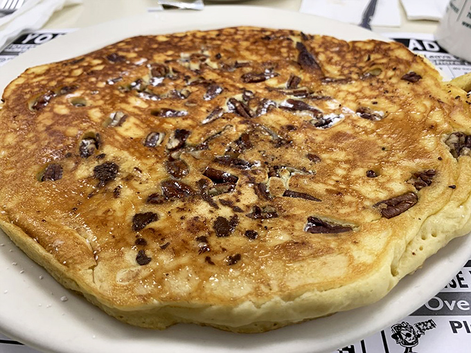 This chocolate chip pancake isn't just breakfast&mdash;it's therapy on a plate, with melty chocolate morsels hiding in each fluffy bite.