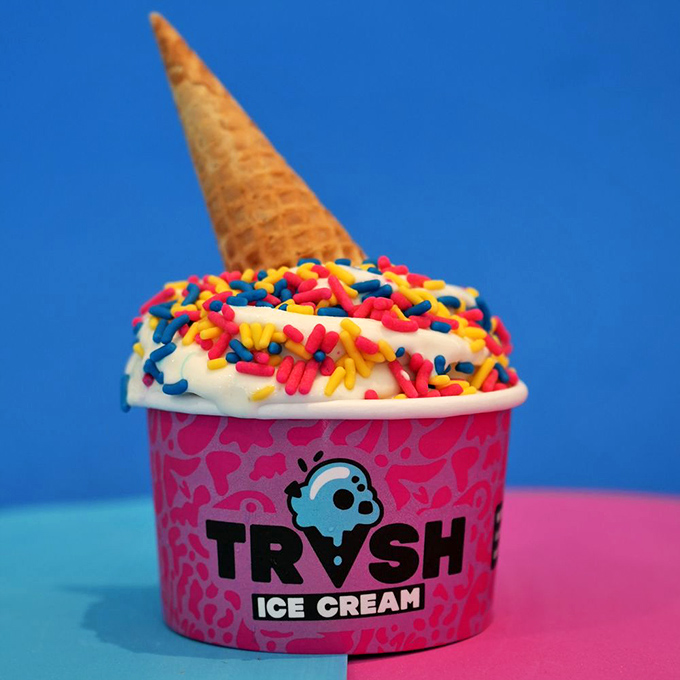 Rainbow sprinkles and a waffle cone crown make this vanilla creation look like it's dressed for the most delicious carnival you've ever attended.