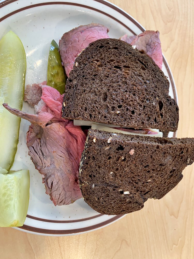 Dark rye bread, rosy roast beef, and a kosher dill pickle&mdash;a holy trinity of deli perfection that transcends religious boundaries.