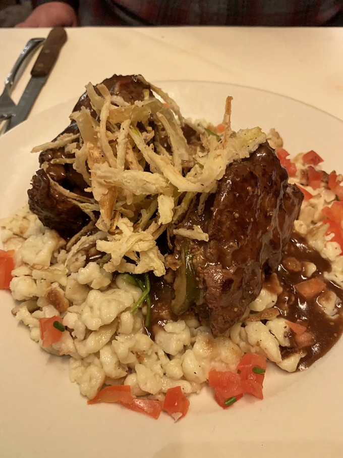 Rouladen: where beef gets rolled around pickles and bacon before taking a long, luxurious bath in gravy. German ingenuity at its finest.