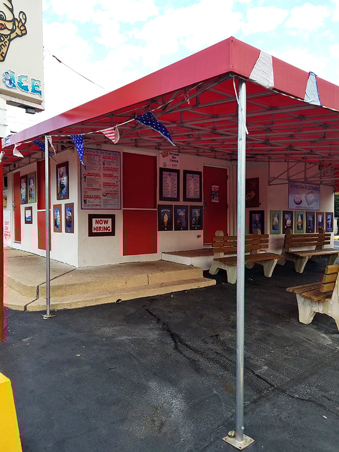 Red awnings and wooden benches&mdash;where strangers become friends united by the universal language of "brain freeze was totally worth it."