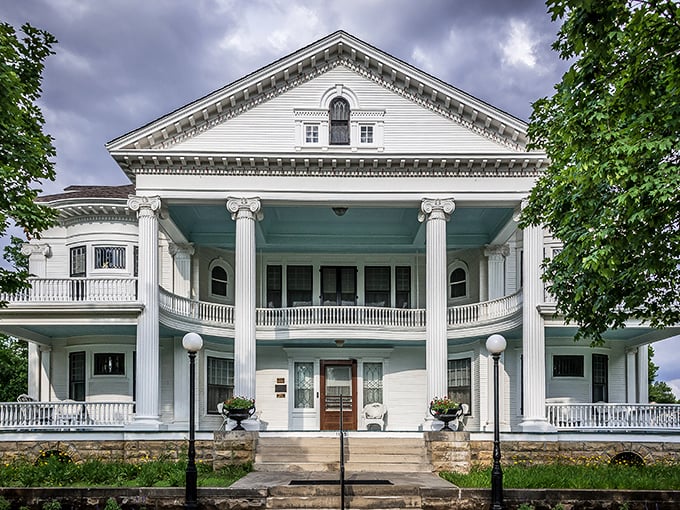 Seelye Mansion's grand white columns and wraparound porches whisper tales of Gilded Age opulence&mdash;Southern plantation elegance with a decidedly Kansas accent.