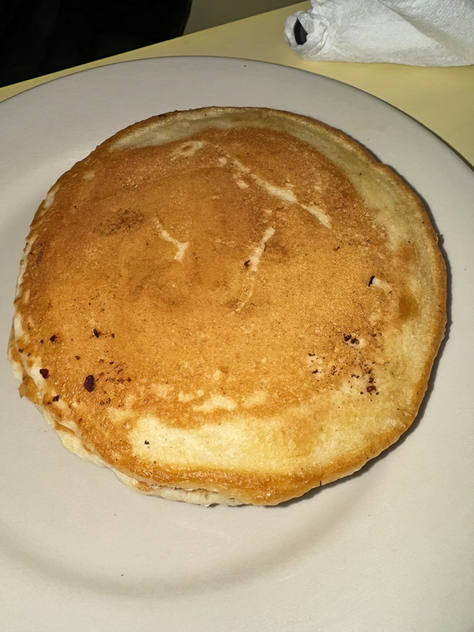 This golden pancake isn't just breakfast&mdash;it's edible sunshine. Perfectly browned, fluffy, and ready for its maple syrup waterfall.