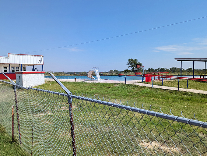 The swimming area's defined edges give this natural wonder a touch of structure. Wild water, slightly tamed for your wading pleasure.