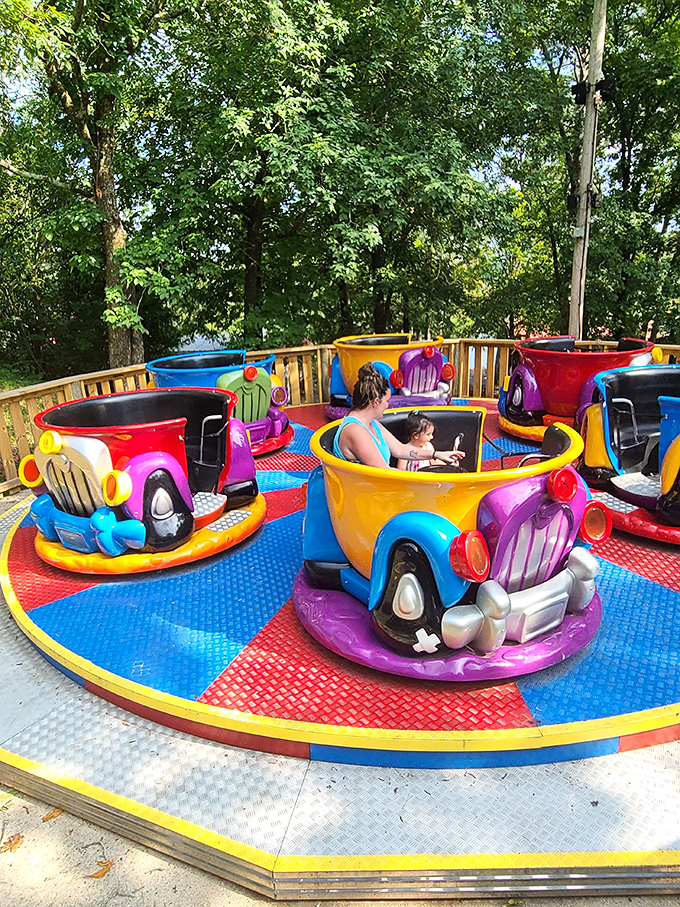 These technicolor teacups spin with the perfect combination of whimsy and mild vertigo&mdash;childhood joy distilled into carnival ride form.