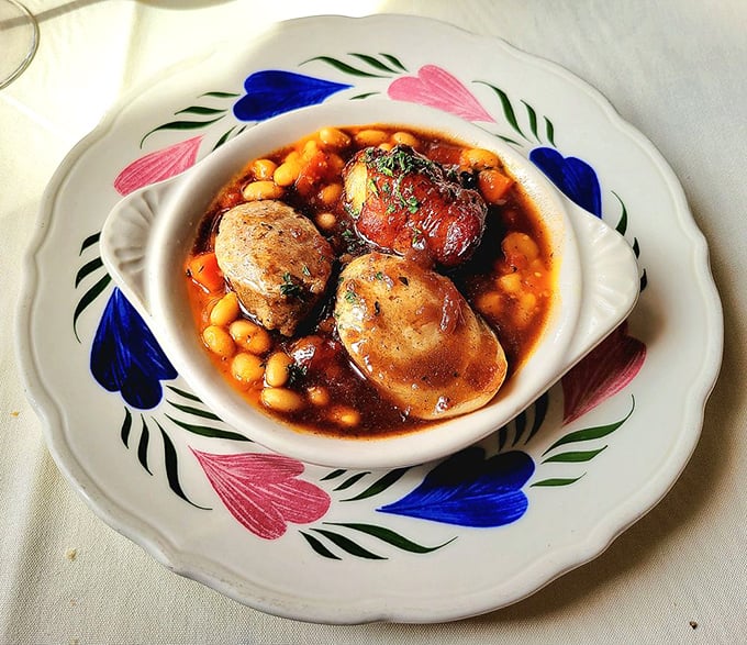 This hearty cassoulet with sausage and beans is what comfort food dreams are made of. It's like a warm blanket for your stomach on a chilly Virginia evening.