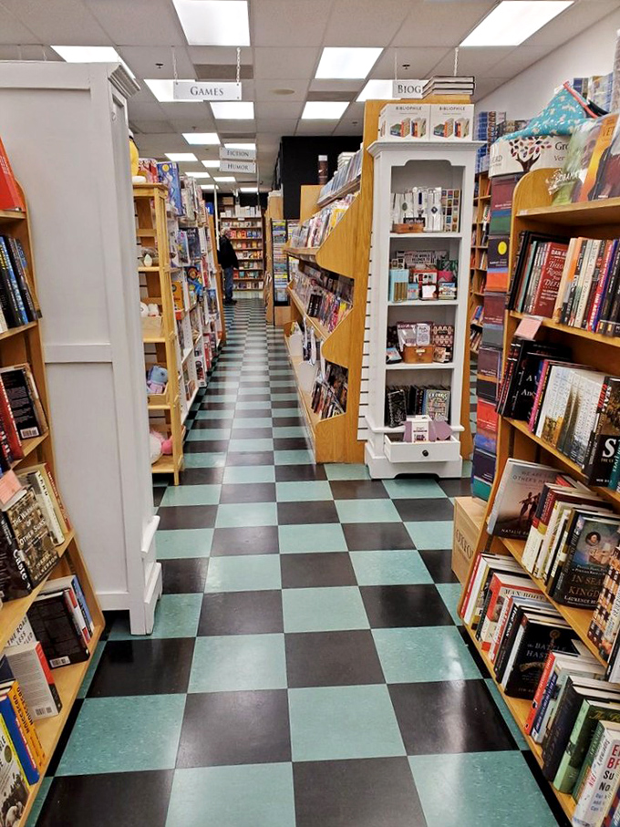 These checkerboard floors have guided countless literary pilgrimages, each aisle a new chapter waiting to be explored.