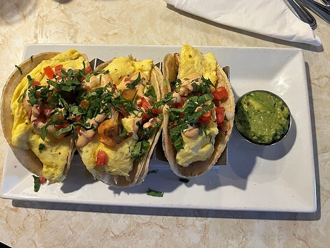 Breakfast tacos that bridge the gap between morning and afternoon&mdash;proving that eggs can party at any hour.