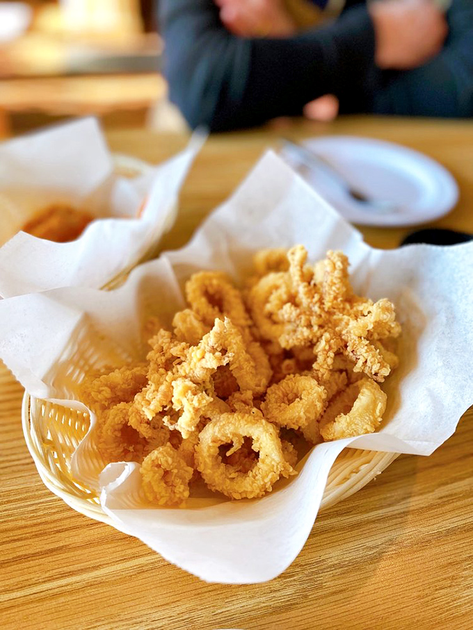 Golden calamari rings that look like delicious little halos. Even seafood wants to join the party at this chicken paradise.