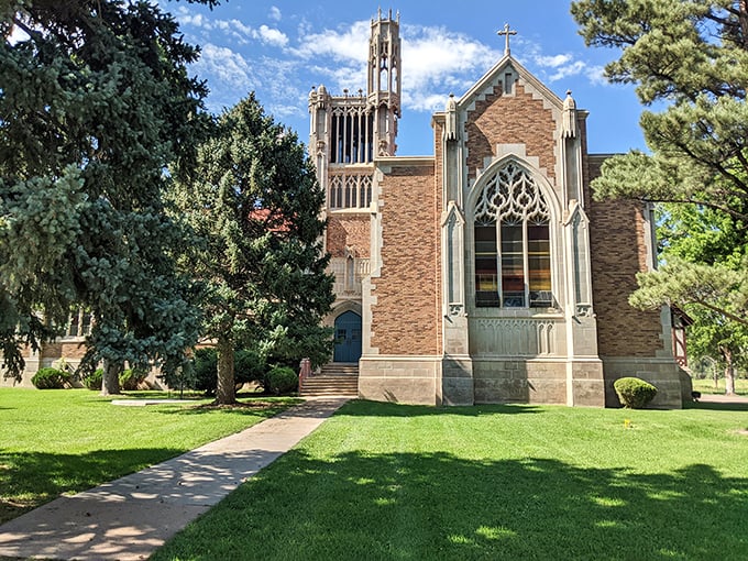 Gothic arches reach skyward at this historic church, where stained glass filters Colorado sunshine into kaleidoscopic Sunday mornings.