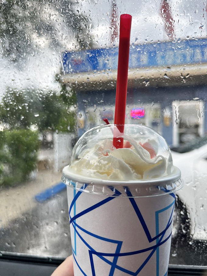 Even on rainy days, this shake brings sunshine. The straw is merely a suggestion&mdash;you'll want to savor this spoonful by spoonful.