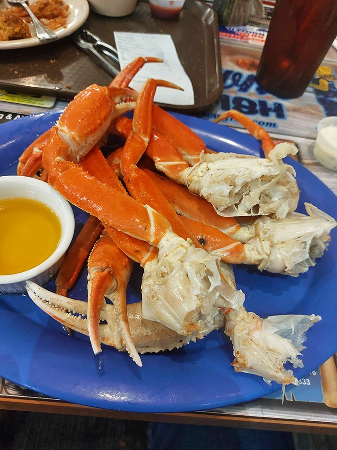 When crab legs arrive on a blue plate special, it's like the ocean personally decided to vacation in Arkansas just to make your day.