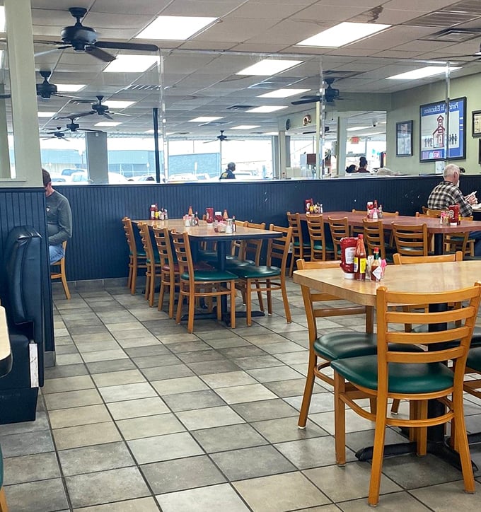 Simple wooden tables and chairs say, "We're not fancy, but our seafood is extraordinary." The best kind of restaurant honesty.