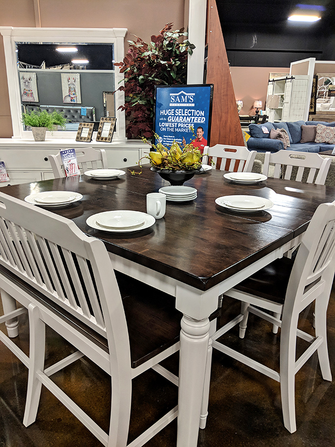 This farmhouse dining table isn't just furniture&mdash;it's the backdrop for future family arguments, holiday meals, and those rare moments when everyone actually sits together.