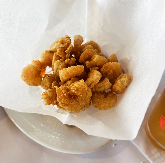 These golden bites of fried goodness aren't just popcorn shrimp&mdash;they're the seafood equivalent of potato chips. Bet you can't eat just one handful.