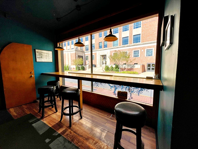 The window counter seating offers prime people-watching real estate while bathing you in that golden afternoon light.