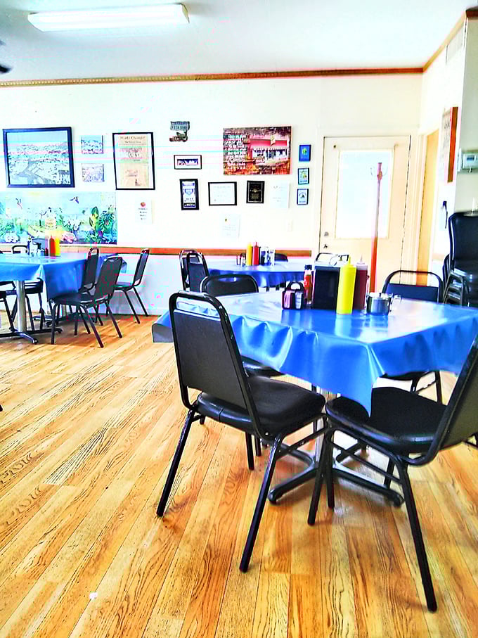 Wooden floors worn smooth by decades of hungry patrons, blue tablecloths like lakes dotting the landscape&mdash;pure Michigan in restaurant form.