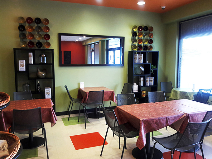 The dining area feels like your stylish friend's kitchen &ndash; if your friend happened to be a world-class baker with impeccable taste in wall colors.