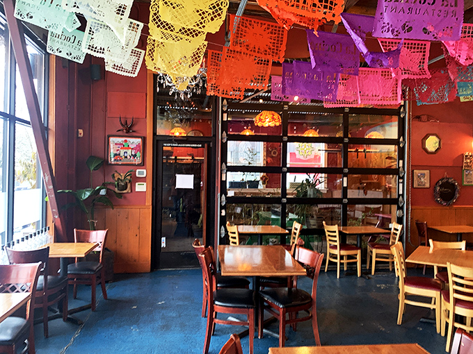 The dining room feels like your most interesting friend's living room&mdash;if that friend had impeccable taste in Mexican folk art. P