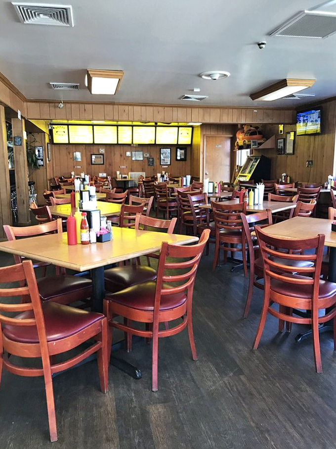 Empty tables waiting for the lunch rush, each one holding decades of first dates, family meals, and "just passing through" travelers who became regulars.
