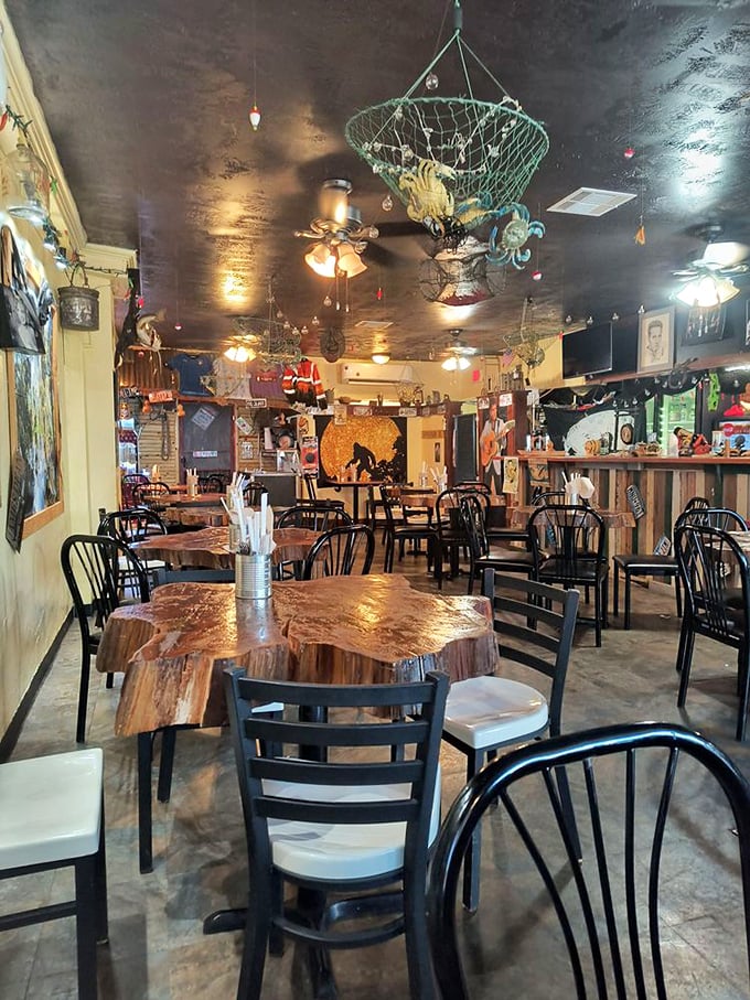 Live-edge wood tables, fishing nets hanging from the ceiling &ndash; dining here feels like you've stumbled into the coolest cabin in the bayou.