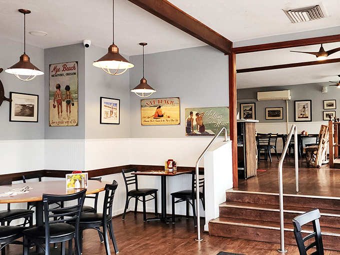 Vintage beach signs and nautical lighting create that "I've discovered somewhere special" atmosphere that makes you reluctant to tell your friends.