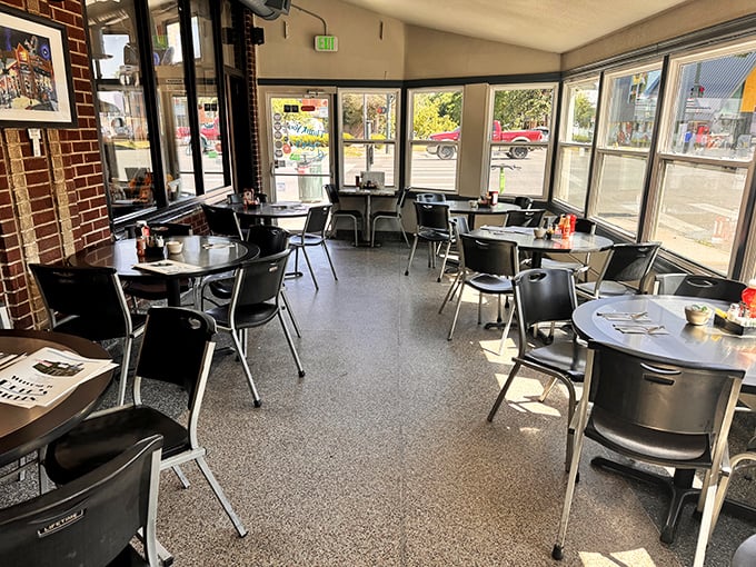 The sunroom at Pete's offers prime people-watching with your pancakes. Denver life unfolds outside those windows one cup of coffee at a time.