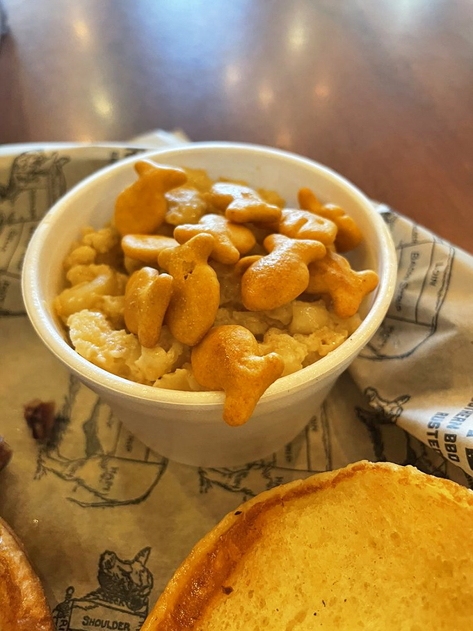 Mac and cheese so creamy and golden, it makes the boxed stuff weep with shame and inadequacy.