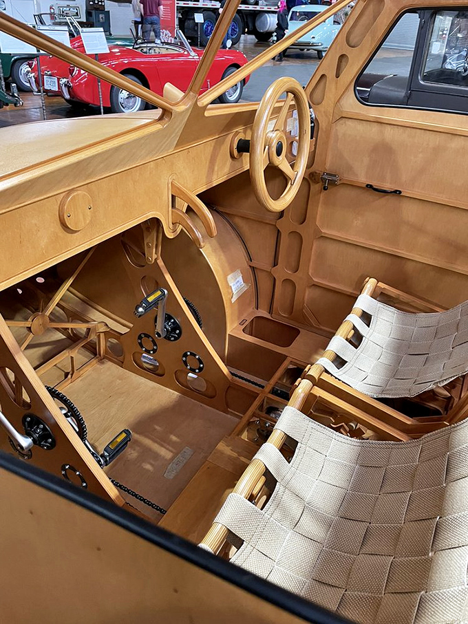 Peek inside this wooden wonder car&mdash;where every component is crafted from timber. It's like driving a Danish modern furniture store, but with more horsepower.