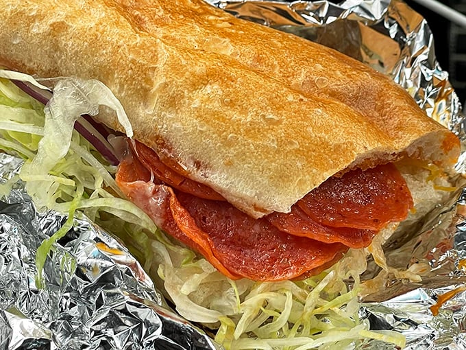 The pepperoni sandwich—proof that pepperoni deserves life beyond pizza. Simple, straightforward, and somehow revolutionary all at once.