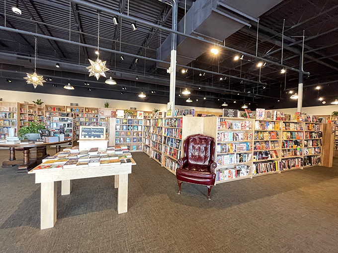 This cozy reading nook with vibrant blue chairs feels like the living room of your most well-read friend, minus the cat.