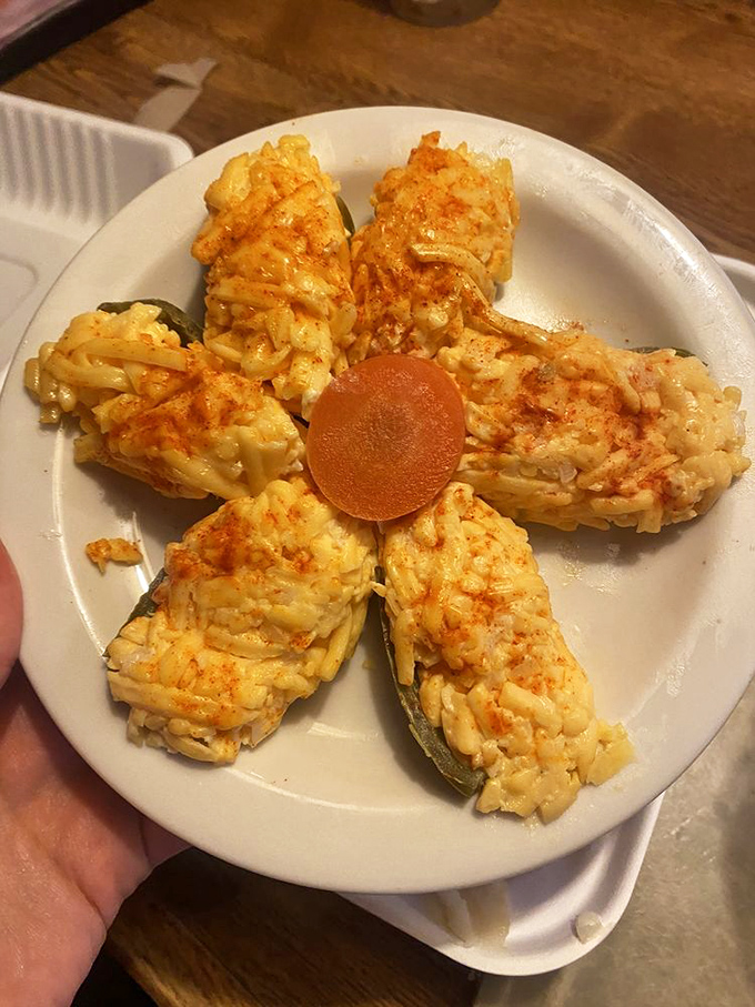 Jalape&ntilde;os stuffed with mac and cheese&mdash;because vegetables should be fun too. Spicy, creamy, and utterly irresistible.
