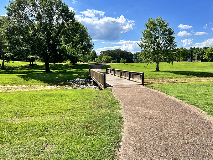 This unassuming bridge invites wanderers to cross over to adventure in Oxford's green spaces, where nature and recreation harmoniously coexist.