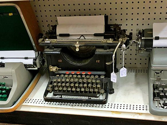 The mechanical ancestors of our laptops sit in silent judgment. Each typewriter key has tapped out love letters, r&eacute;sum&eacute;s, and possibly the Great American Novel.