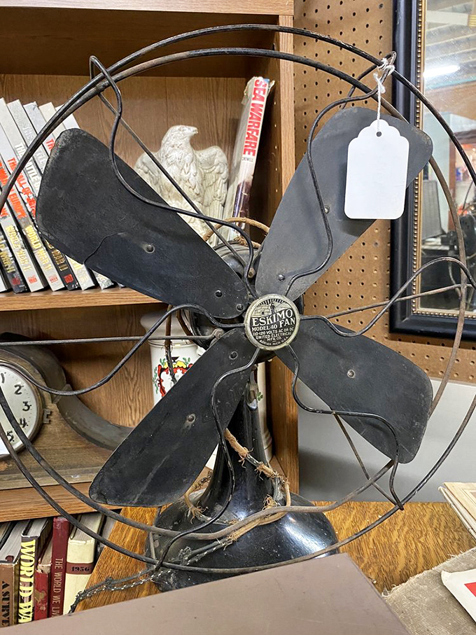 "Eskimo" brand fan&mdash;politically incorrect name, impeccably preserved condition. The kind of conversation piece that cools a room while warming up discussions.