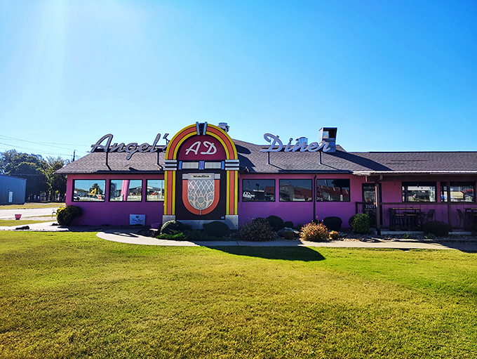 That giant jukebox isn't playing around – Angel's Diner serves up '50s nostalgia with a side of fries.