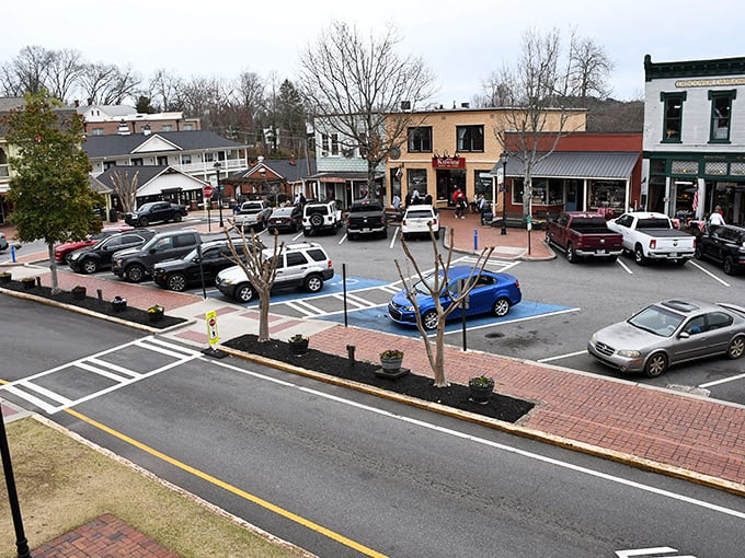 Dahlonega's hillside view showcases church steeples and historic buildings &ndash; a postcard-perfect scene that doesn't require a postcard-sized budget. 