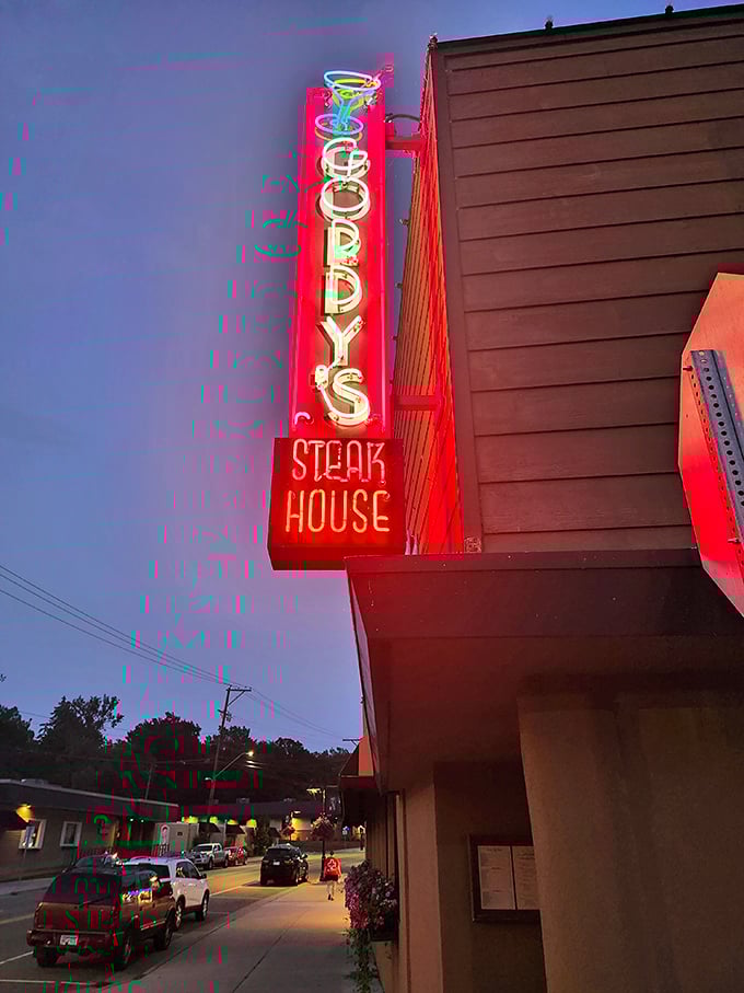 That glowing neon sign cuts through Minnesota darkness like a hot knife through butter &ndash; or a steak knife through prime beef.