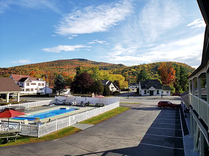 Gorham's mountain backdrop makes even mundane errands feel like scenes from an adventure movie. "Just going for milk... and glory!"