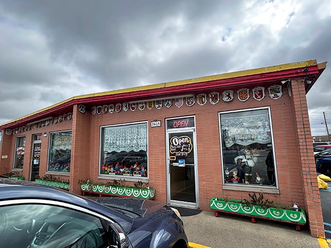 Café Heidelberg's whimsical mural and giant garden gnome guard the entrance to this slice of Germany in Indianapolis.