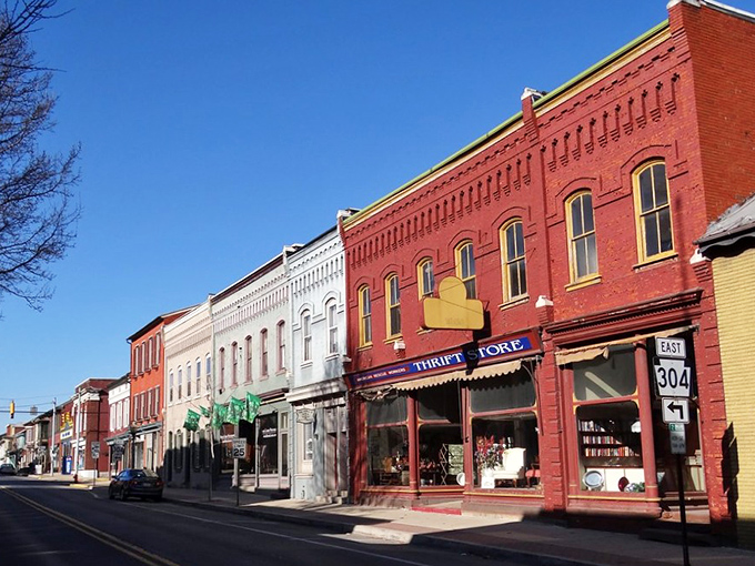 Mifflinburg's colorful storefronts – where the thrift store might have your grandmother's dishes, displayed by someone who knew her.