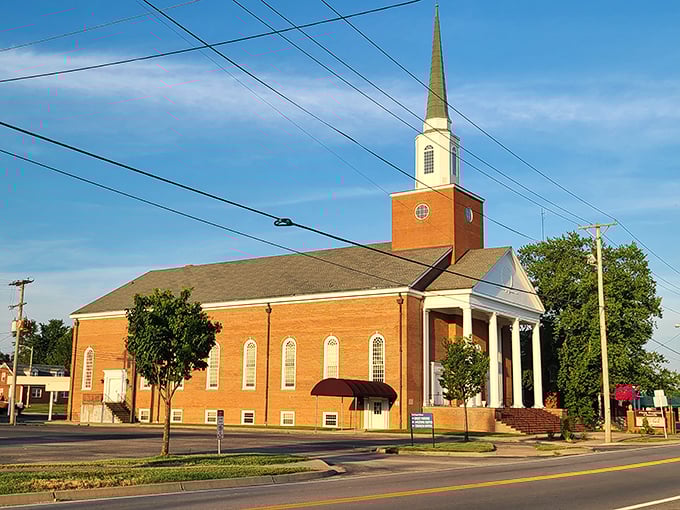 Mount Washington's church steeple punctuates the skyline like a gentle reminder of the town's spiritual foundations.