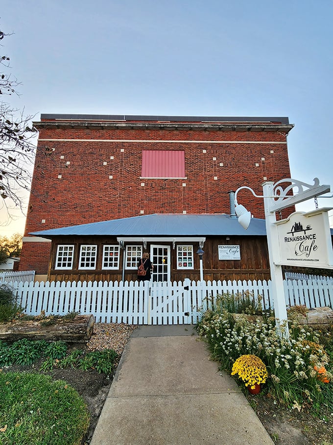 Renaissance Caf&eacute;'s charming white picket fence and brick schoolhouse vibe hint at the unexpected culinary education waiting inside.
