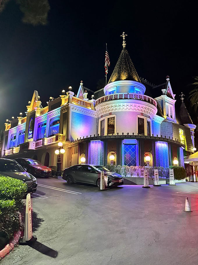 The Magic Castle transforms into a glowing fantasy at night. Abracadabra &ndash; your dinner reservation just got magical!