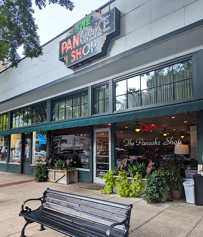 The Pancake Shop: That elegant green storefront with flower boxes is like the sophisticated aunt of breakfast joints&mdash;classy but still fun.