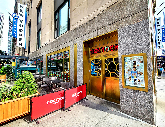 Those golden geometric doors at Tick Tock aren't just an entrance&mdash;they're a portal to New York's diner golden age.