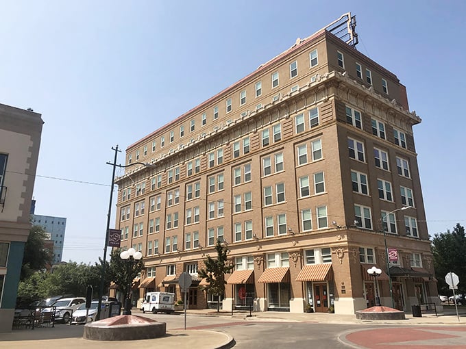 Wichita Falls' skyline&mdash;where one tall building decided to stand out like a cowboy in a tuxedo. 